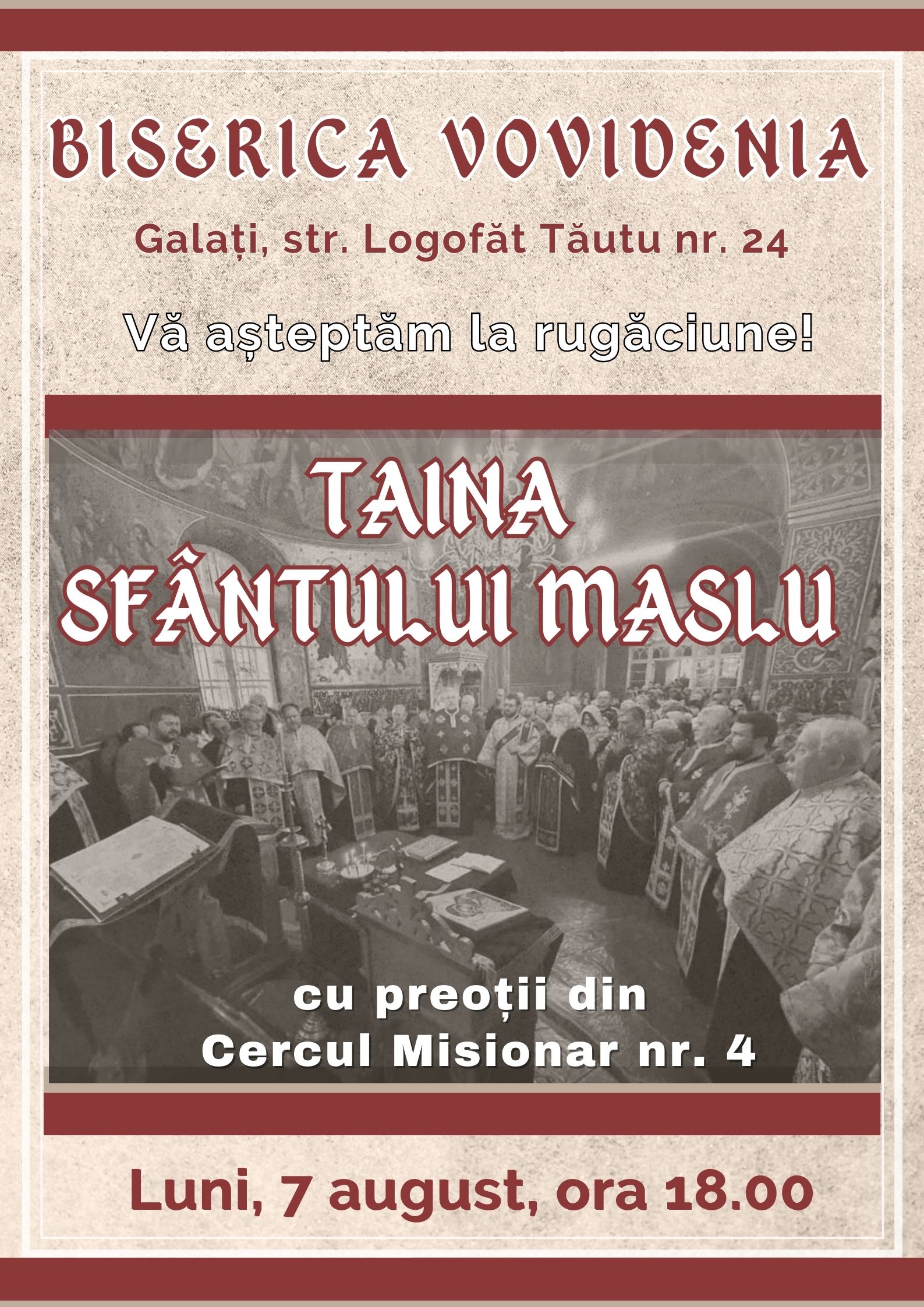 Taina Sfântului Maslu în Postul Adormirii Maicii Domnului - Biserica ...